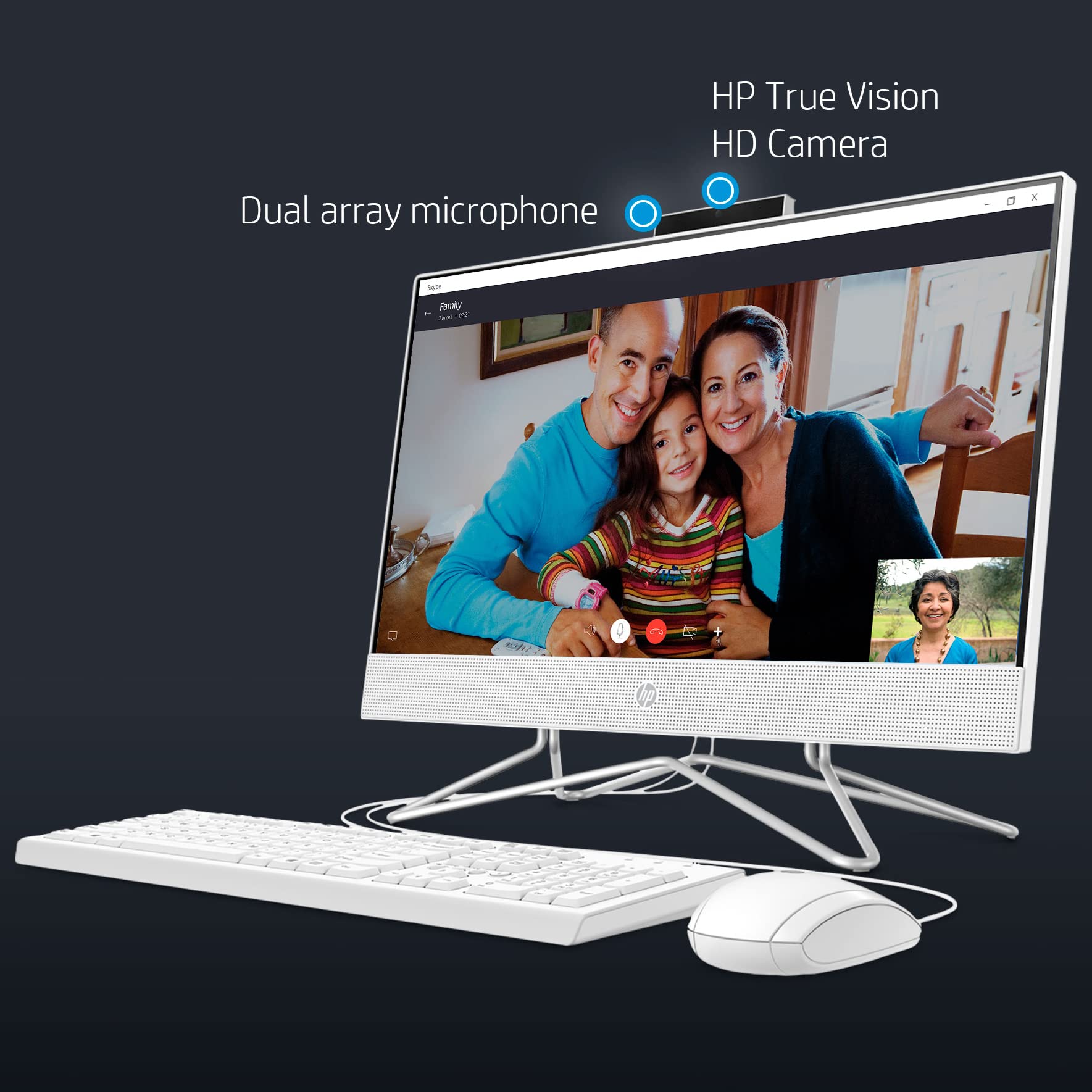 HP 22 AIO 21.5" FHD All-in-One Desktop Computer, Intel Celeron J4025 Up to 2.9GHz, 8GB DDR4 RAM, 256GB PCIe SSD, 802.11AC WiFi, BT, Keyboard and Mouse, White, Windows 11 Home, BROAG 64GB Flash Drive