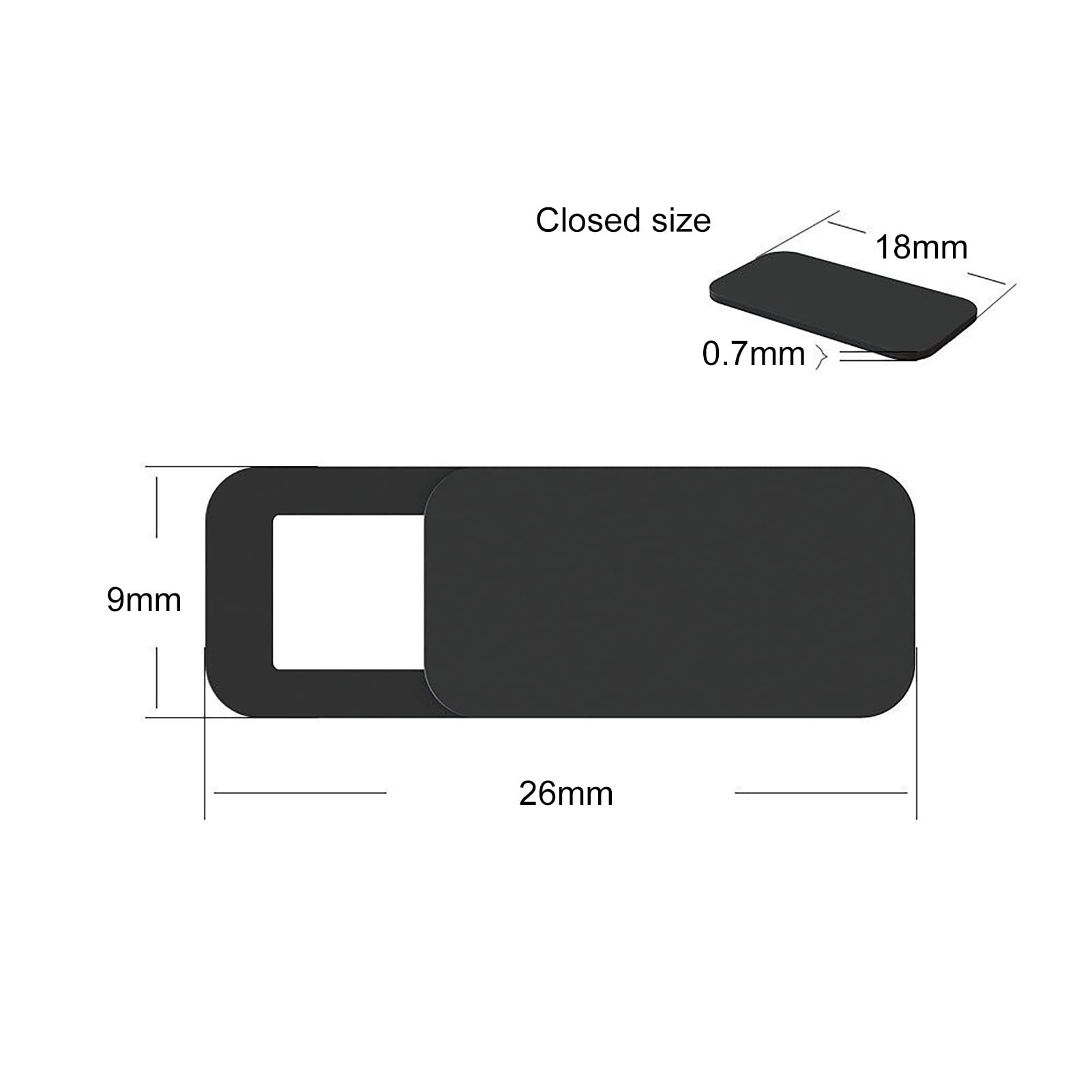 Webcam Cover Slider for Privacy, Dust-proof Privacy Protection Anti-peep Long Ultra-thin Web Camera Cover Camera Sticker Slider for Laptop, PC, Desktop, Tablet, Smartphone, Camera Privacy Covers Black