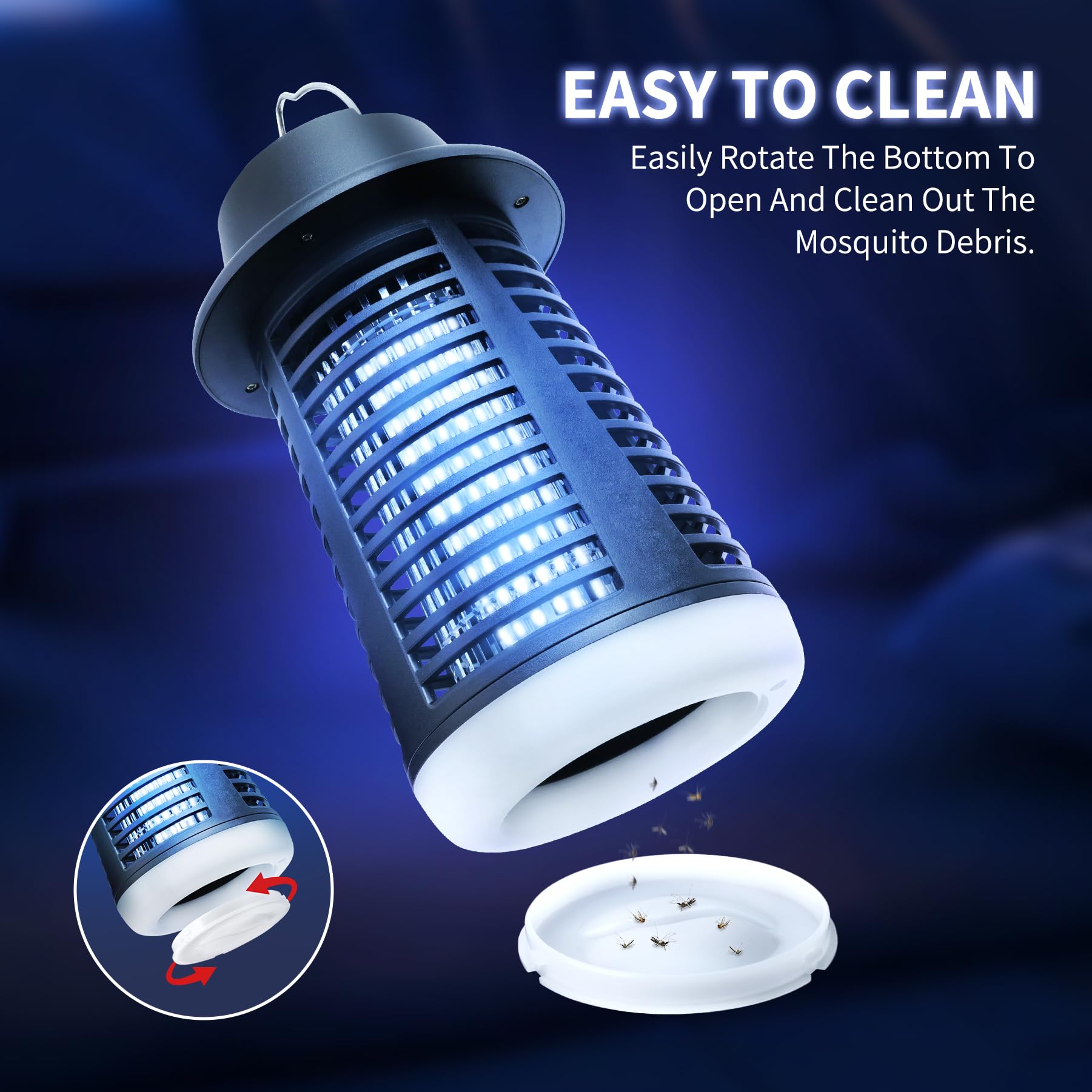 Swift Catch Bug Zapper Outdoor, Portable Mosquito Zapper 2 in 1 with LED Night Light,Waterproof Insect Zapper Electric Fly Trap,4000V Effective Mosquito Killer Ideal for Backyard,Patio,Camping,Fishing