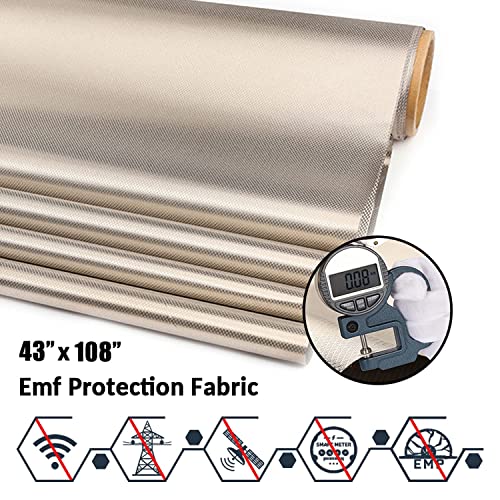 FUDALI Faraday Fabric-EMI RFID Shielding-Block WiFi/RF Anti-Radiation Military Grade for Radiowave Microwave and Radiation Protection Nickel Copper, Blocking Material (3 Yards 43'x108'inch), Brown