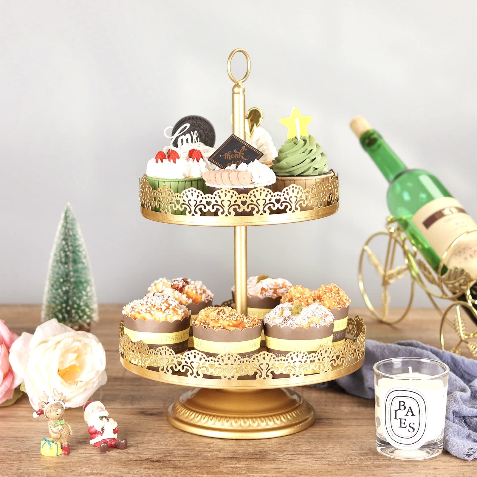 Gold Cake Stands Set for Dessert Table,6 Pcs Wedding Cake Stand&Cupcake Stand Set,Serving Plate Dessert Table Display Set for Wedding/Birthday Party/Home Decoration/Graduation Party (6 Pieces)