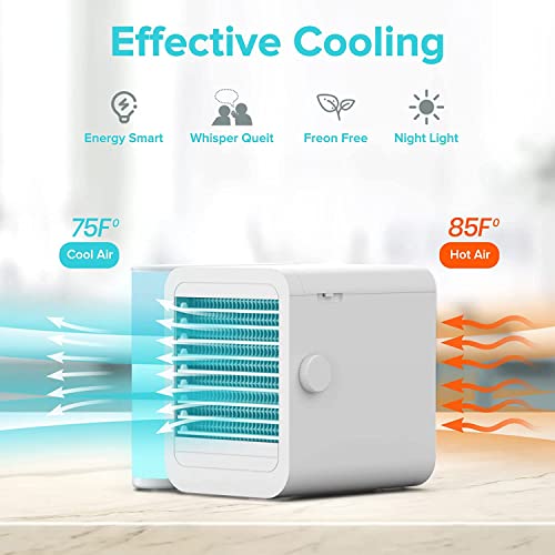 Portable Air Conditioner Fan: Evaporative Mini Air Cooler with ๐ณ ๐๐ผ๐น๐ผ๐ฟ๐, USB Personal Air Cooler Desktop Cooling Fan with ๐ญ๐ฌ๐ฌ๐ฌ๐บ๐น ๐๐ฎ๐ฟ๐ด๐ฒ ๐ช๐ฎ๐๐ฒ๐ฟ ๐ง๐ฎ๐ป๐ธ for Room Office Home