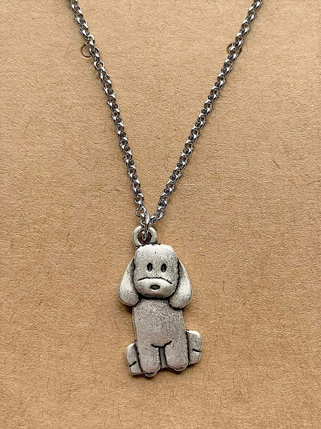 Goldendoodle Labradoodle Charm Necklace, Golden Lover Gift, Silver Metal Dog Pendant on a Chain, Ladies I Love Poodle Mix