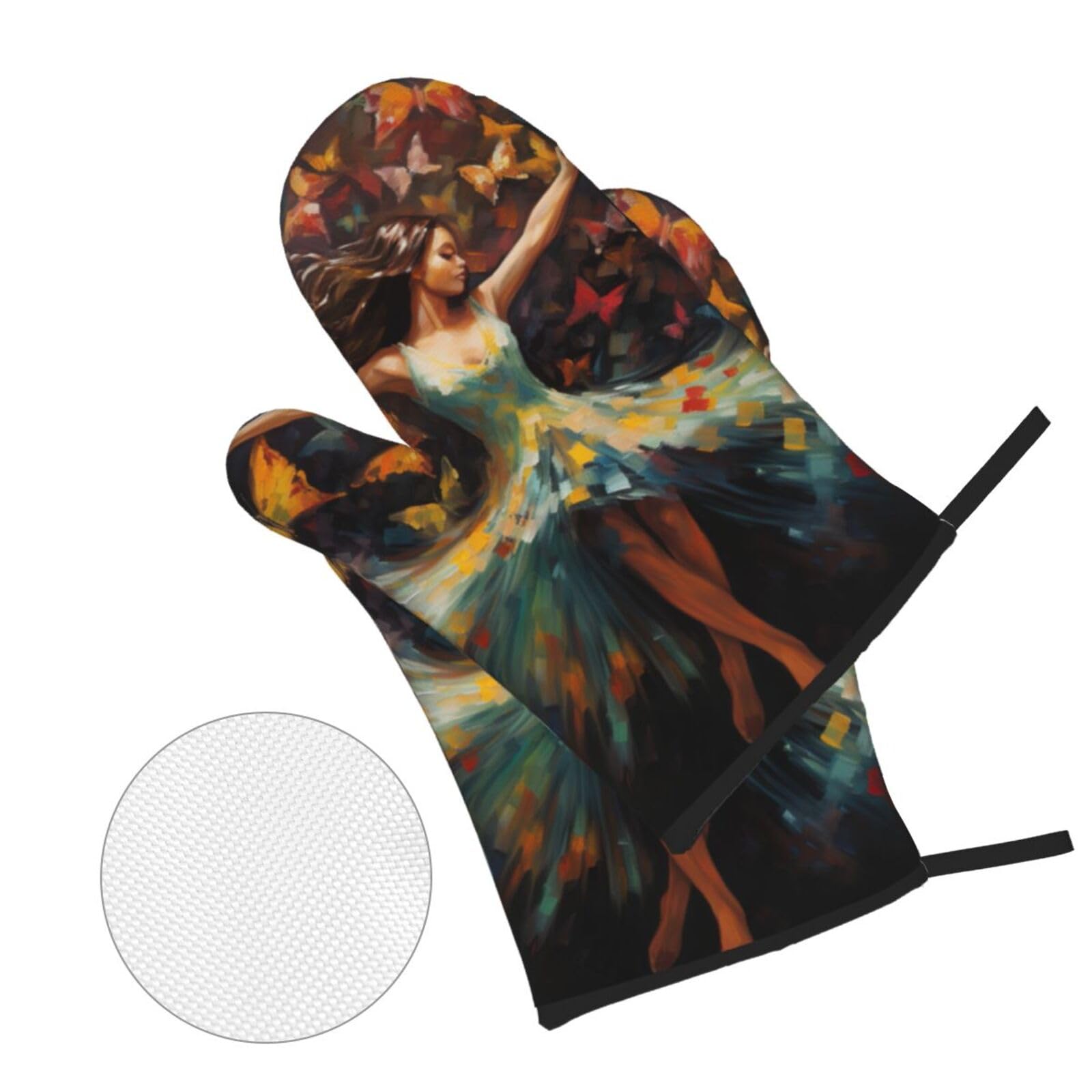 Girl Dance Butterfly Kitchen Baking 4-Piece Set–Heat Resistant Oven Mitts and Pot Holders Kitchen Hot Pads