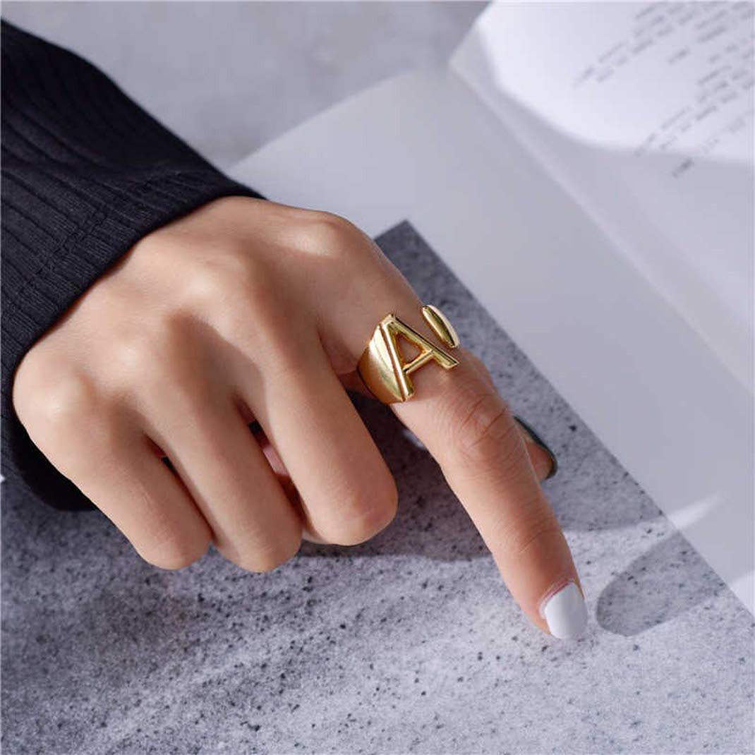 Gold Initial A Rings for Women, GoldChic Jewelry Letter Adjustable Ring Womens Statement Rings for Party, Women’s Alphabet Ring Name Jewelry