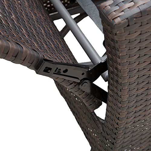 Outsunny Outdoor Wicker Swivel Recliner Chair, Reclining Backrest, Lifting Footrest, 360° Rotating Basic, Water Resistant Cushions for Patio, Dark Blue