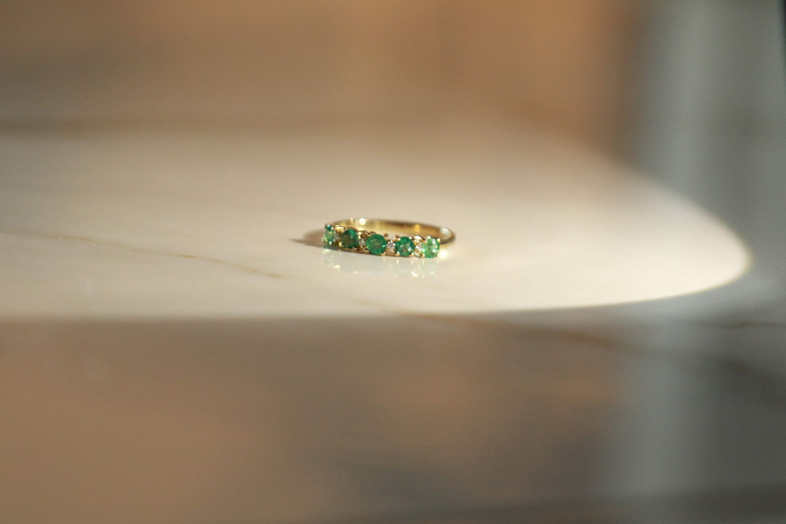 Gin & Grace 14K Yellow Gold Natural Zambian Emerald Ring with Natural Diamonds for women | Ethically, authentically & organically sourced Round-Cut Emerald jewelry for her | Emerald Ring for women.