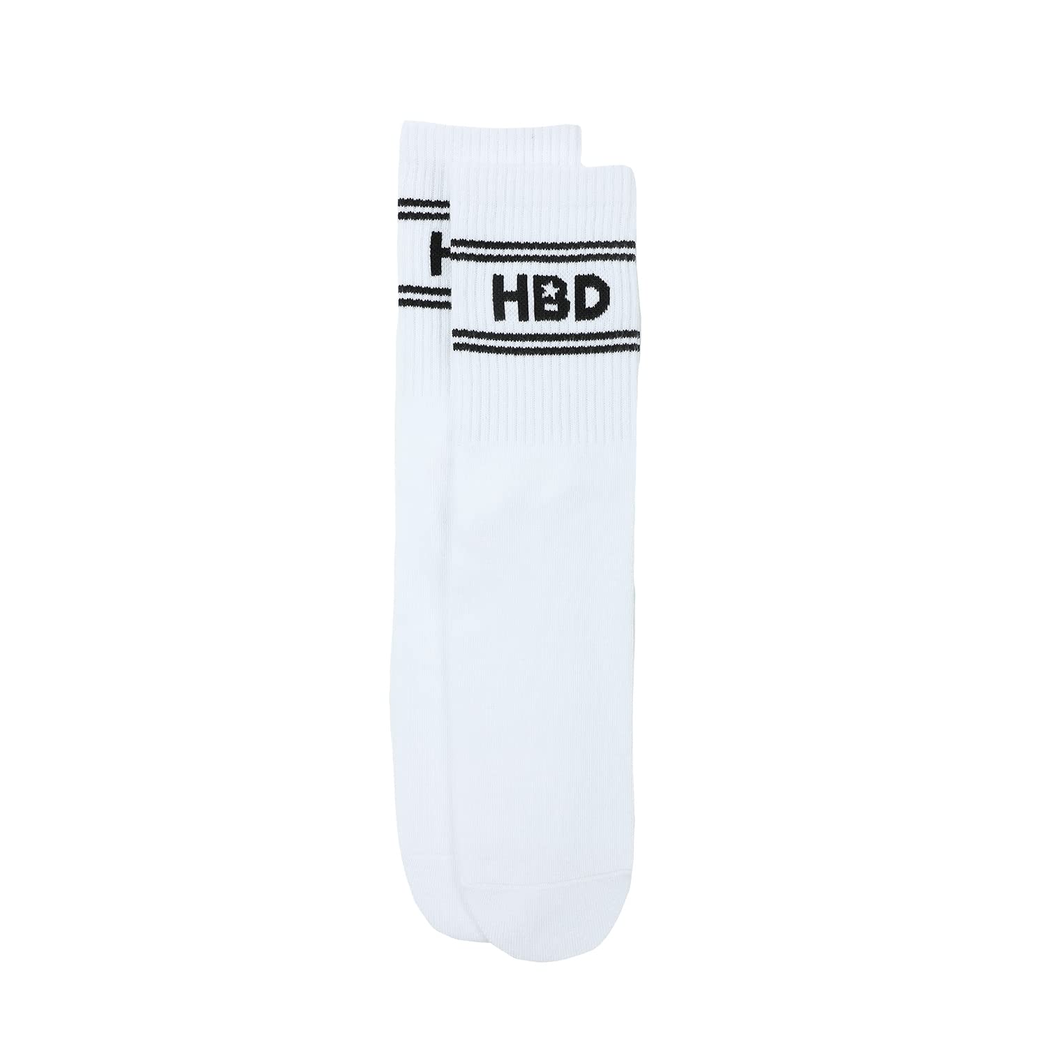 HBD Men's Crew Calf Socks Super-Soft Comfortable Men’s Mid Calf Socks 3 Pack 8-10 White