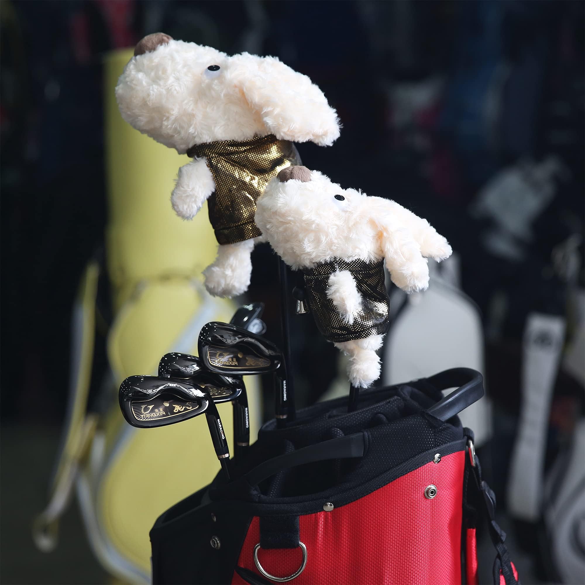 Golf Club Head Cover, 4pcs Golf Hybrid Head Covers Set with Interchangeable Tags 2 3 4 5 6 UT (Red)