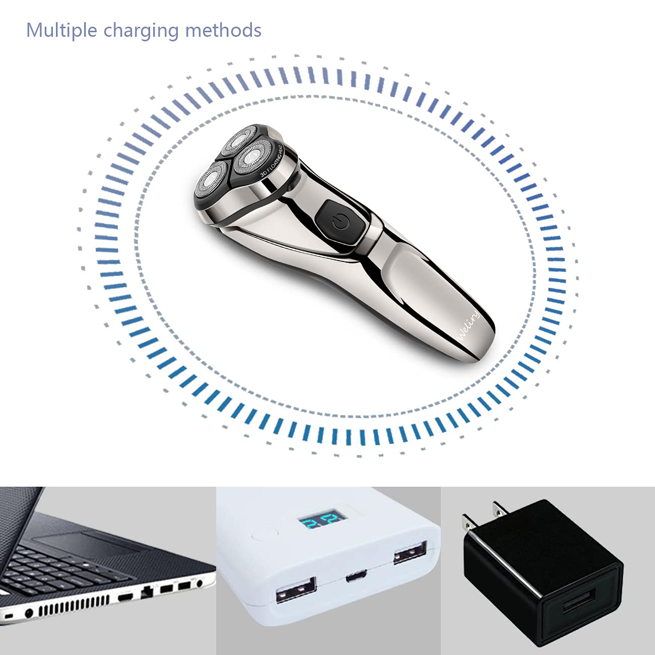 WELIRY Electric Razor for Men Electric Shaver Mens for Shaving with Pop-up Trimmer Electric Rotary Shavers for Men Wet & Dry Cordless Waterproof USB Rechargeable