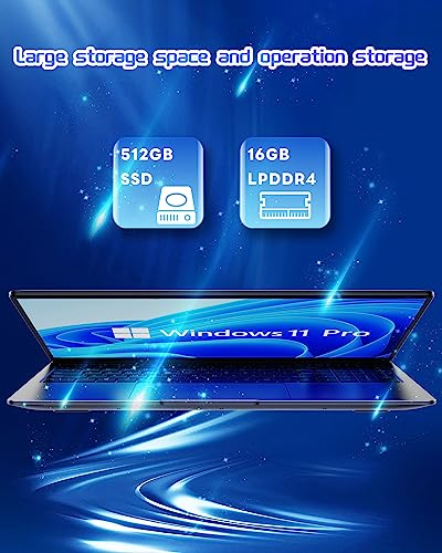 SAINTDISE 15.6 Inch Laptop PC Built with Intel Cerelon N5095(UP to 2.9Ghz) 4-Core CPU Laptops 16GB RAM 512GB ROM UHD Notebook Computer WiFi5 Bluetooth 4.2 Webcam,Fingerprint Unlock