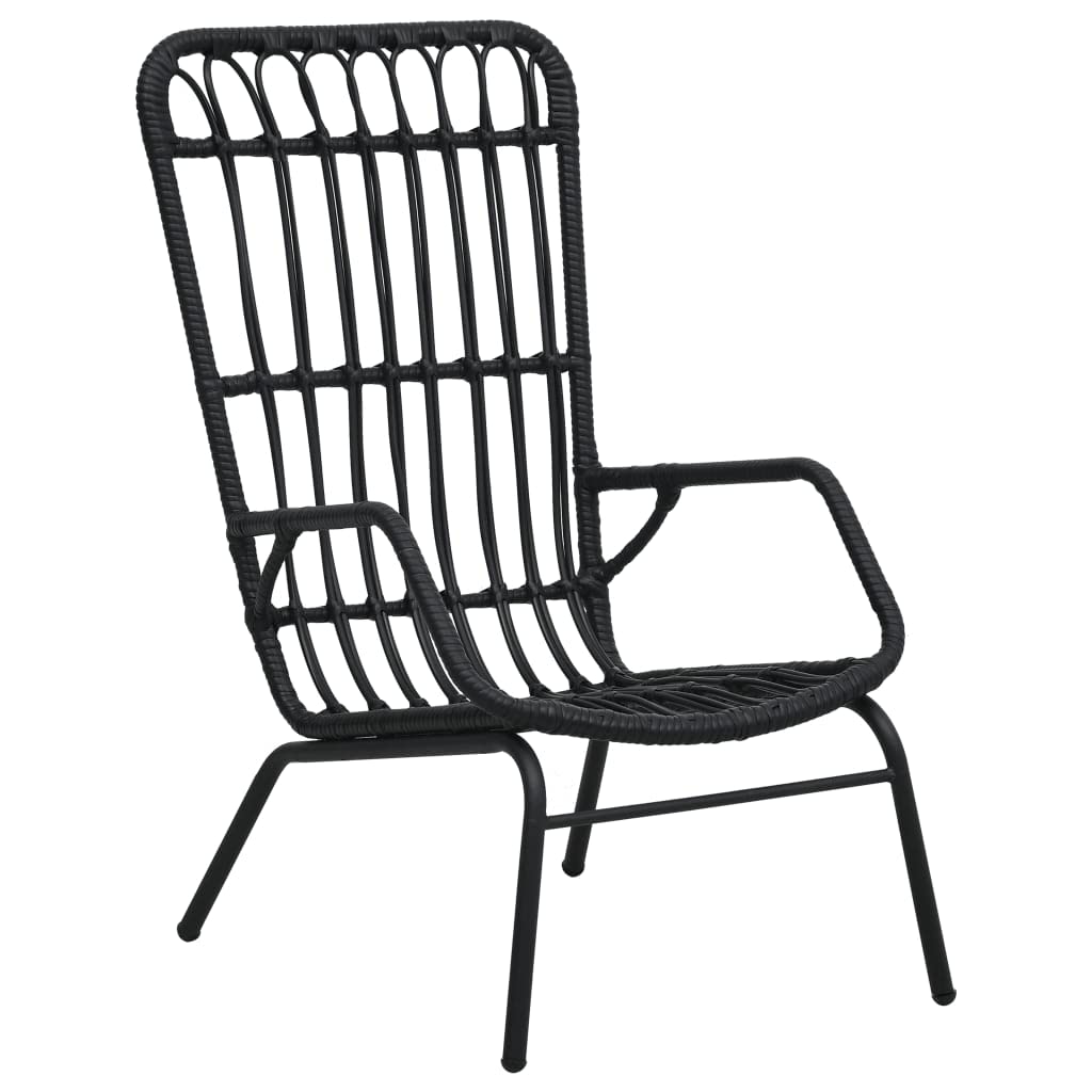 vidaXL Poly Rattan Black Patio Chair - Weather-Resistant Outdoor Seating Furniture with Powder-Coated Steel Frame - Easy to Assemble