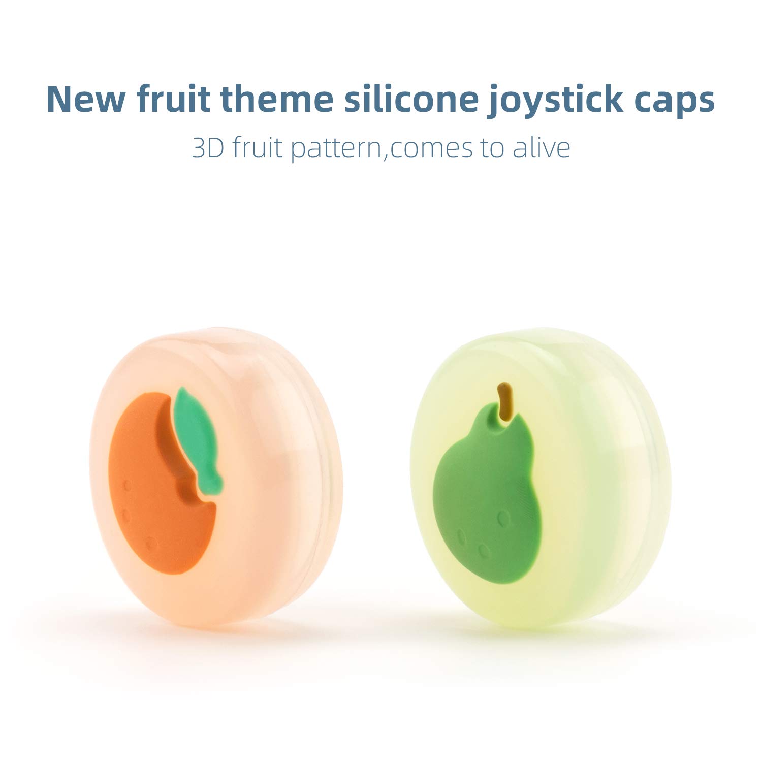 GeekShare 4PCS Fruit Theme Thumb Grip Caps,Soft Silicone Joystick Cover Compatible with Nintendo Switch /OLED/ Switch Lite -- Pear and Orange