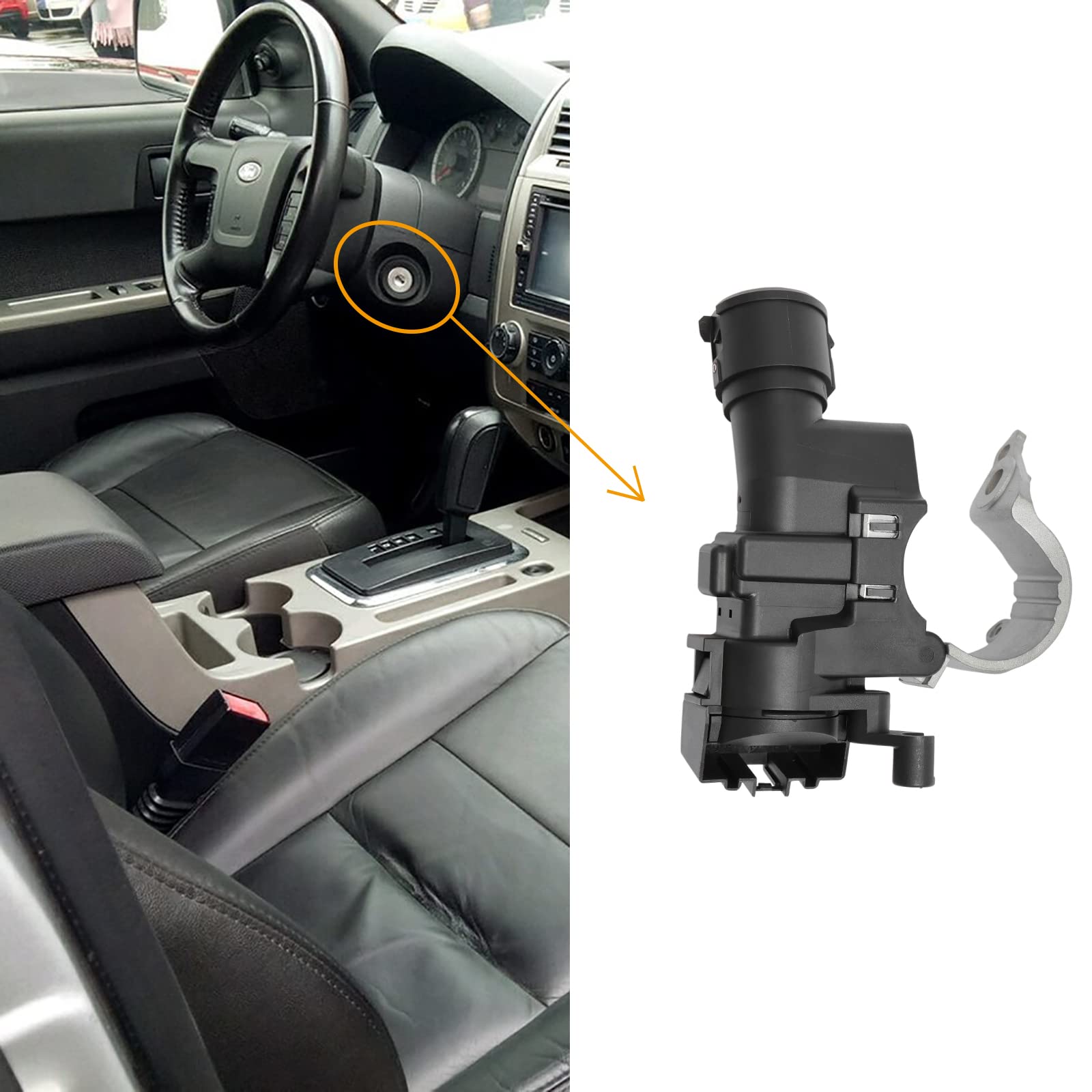 Ignition Lock Housing Compatible with 2008-2012 Ford Escape, Ford Focus, Mazda Tribute, Mercury Mariner Replaces# 989-019 9L8Z3511A Steering Column Flange Ignition Housing
