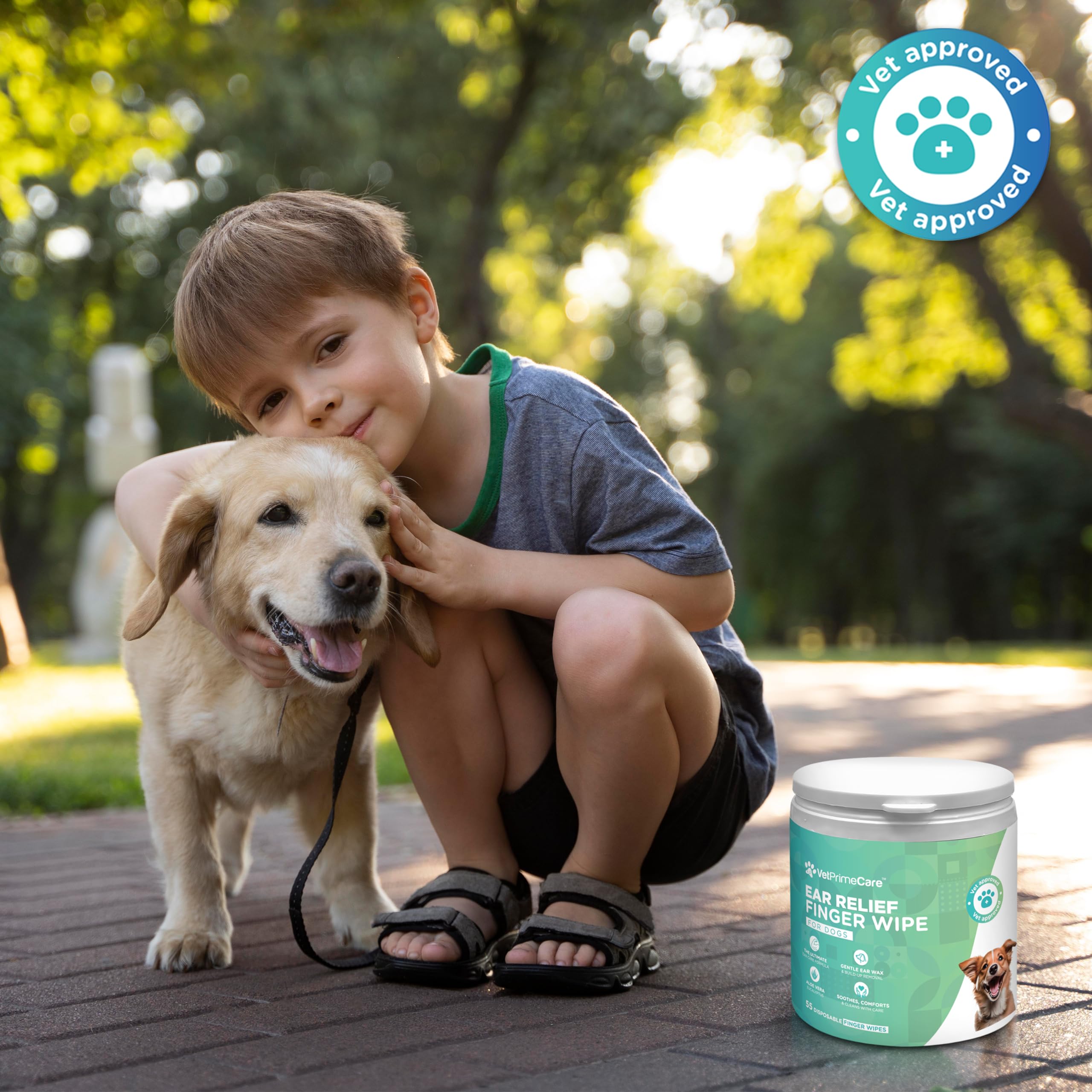 VET PRIME CARE Pet Finger Wipes for Dogs Ear Relief, Aloe Vera & Eucalyptus Infusion, Pet Grooming Wipes, Remove Debris & Ear Wax, Soothe & Deodorize, 55-Count Pack.