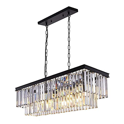 Wellmet Crystal Chandelier, Contemporary Modern Chandeliers Adjustable for Living Room, Dining Room, Pool Table Light, Kitchen Island Lighting