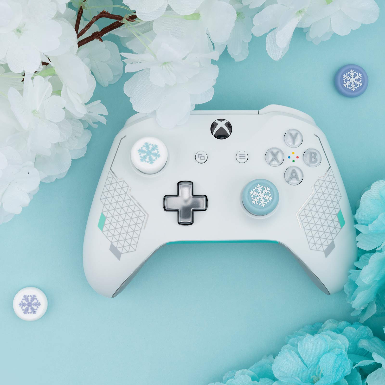 GeekShare 4PCS Silicone Snow Joy Con Thumb Grip Set Joystick Caps Cover Thumb Stick Grips Compatible with Xbox One