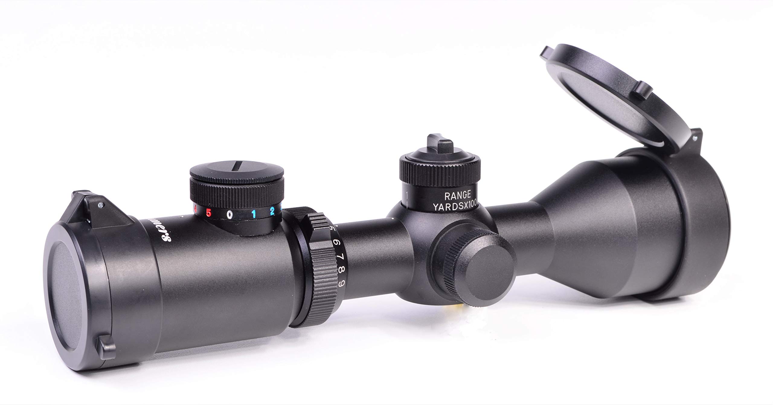 Hammers Compact Short Rifle Scope 3-9x42 GDT w/Extended Eye Relief, Rings, Honeycomb Anti-Reflection Filter, Flip Open Lens Caps