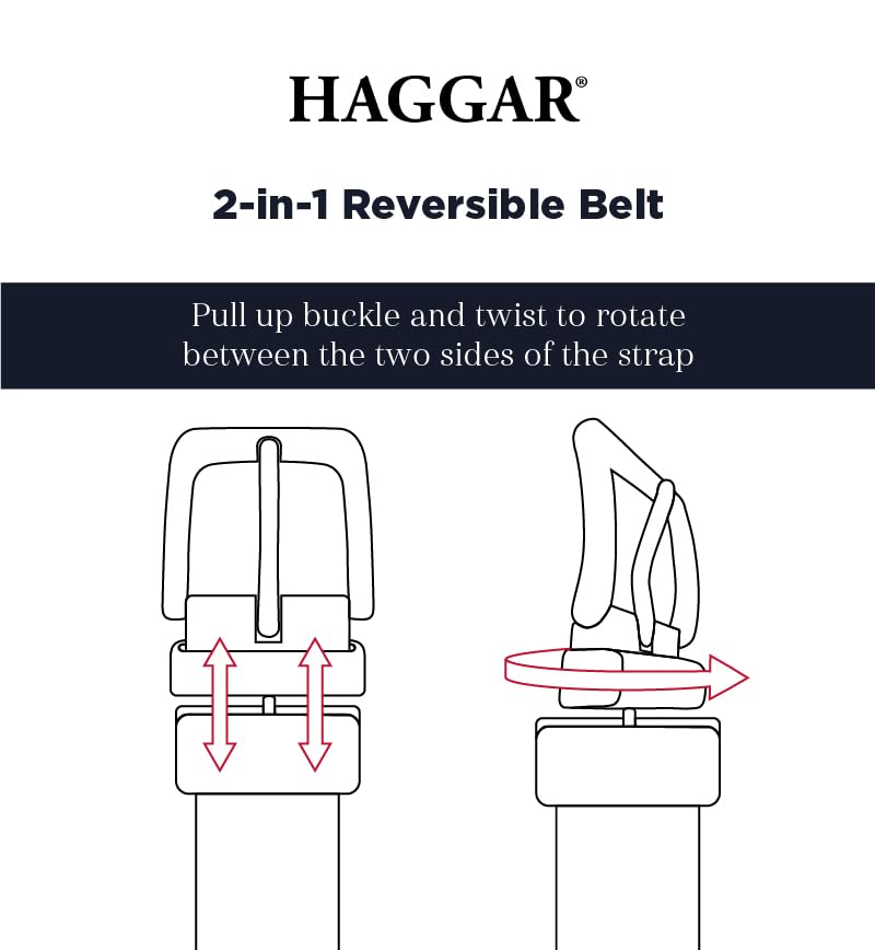 Haggar Men's Reversible Belt-Dress and Casual, Black/Tan Plaque, Large (38-40)