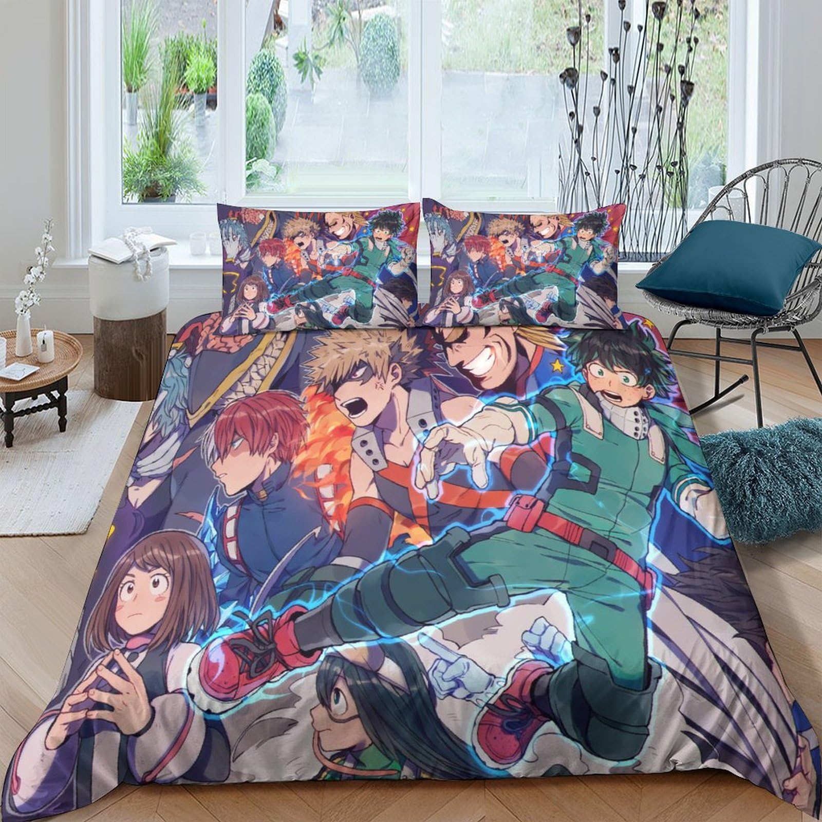 LWAILJH Kids' Bedding Anime Anime Duvet Cover Sets Lightweight Soft and Breathable 3D Printing Lightweight Quilt Cover with Pillowcase for Kids Boys Fullļ¼203x228cmļ¼