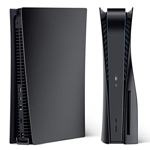 PowerextraPro PS5 Faceplate for Playstation 5 Console, Anti-Scratch Dustproof PS5 Console Cover, PS5 Plates for Disc Edition, Premium ABS Replacement PS5 Console Plate Cover for PS5 Console (Black)