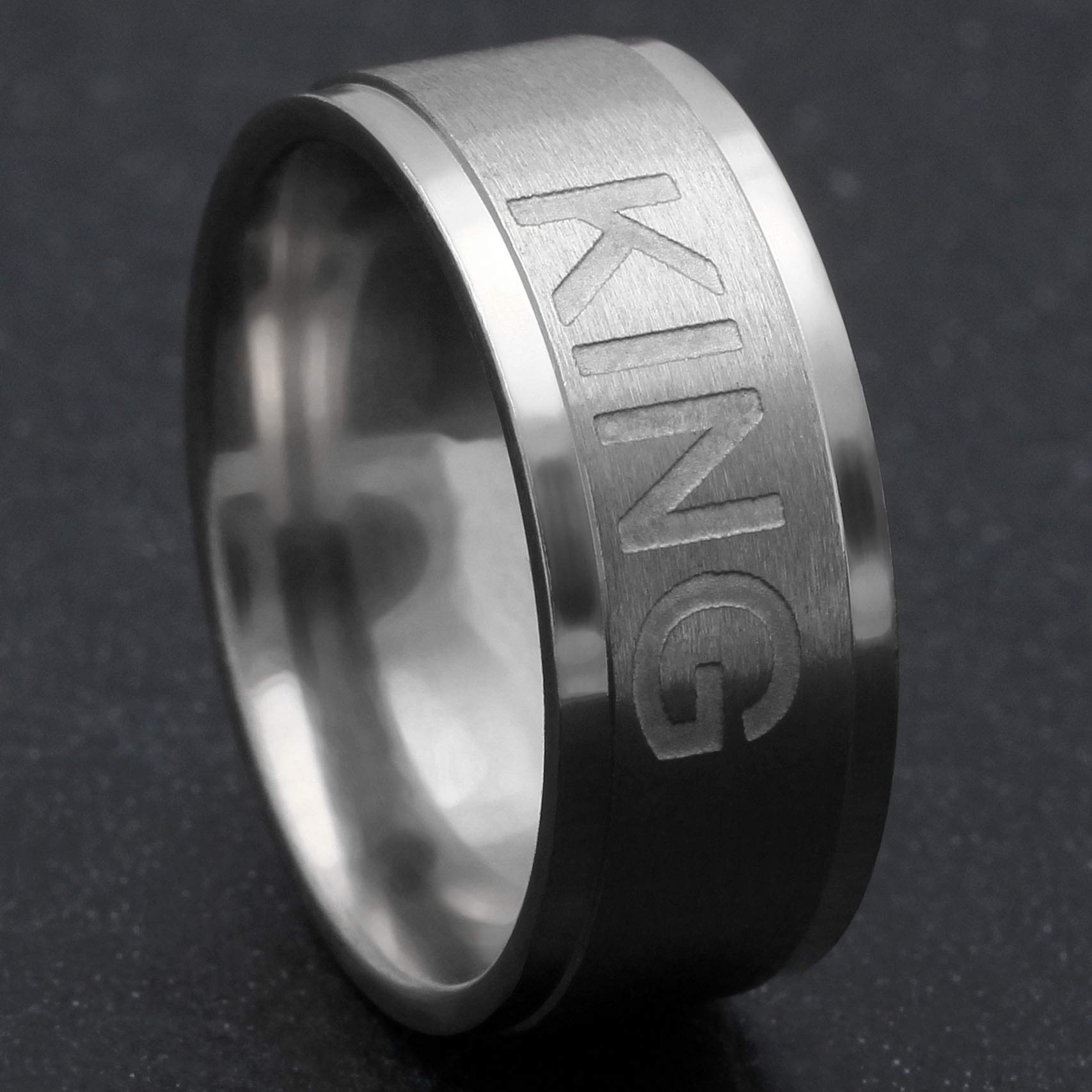 Ginger Lyne Collection King or Queen Stainless steel Wedding Band Ring (Queen-6)