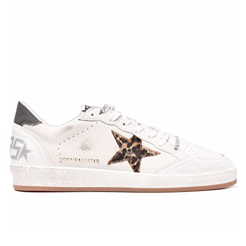 Golden Goose Ball Star Nappa Upper Golden Leopard Horsy Canvas Heel Mens Sneaker-42