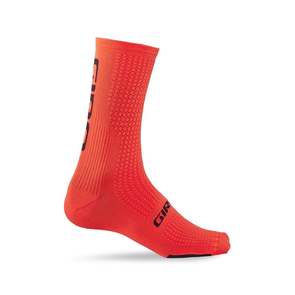 Giro HRc Team Unisex Adult Training & Racing Cycling Crew Socks - Vermillion/Black (2021), Small