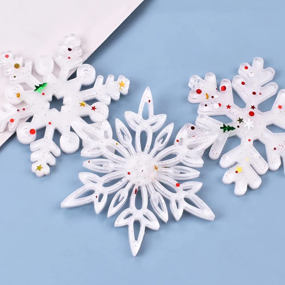 Fuerlun Large Snowflake Silicone Molds for Epoxy Resin, 3D Christmas Ornament Resin Molds for Christmas Tree & Car Decoration, Keychain, Xmas Gift (6 Varying Sizes)