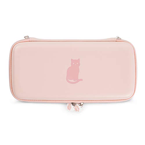GeekShare Pink Cute Cat Paw Case Compatible with Nintendo Switch/Switch OLED - Portable Hardshell Slim Travel Carrying Case fit Switch Console & Game Accessories - A Removable Wrist Strap (Pink)