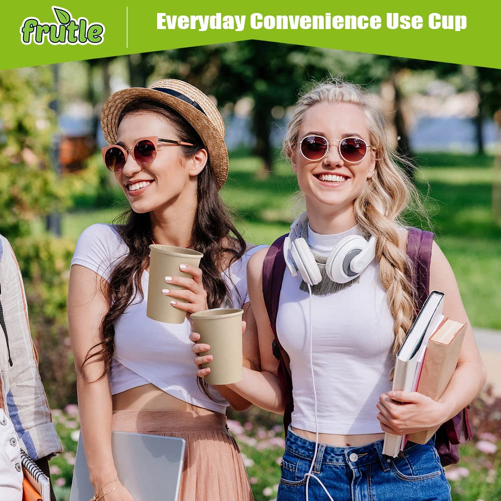 FRUTLE Paper Cups 12 OZ Coffe Cups-Paper Cups for Hot Beverages-Disposable Coffee Paper Cups -Unbleached Hot Cups-Everyday Use Parties Commercial Settings 160Pack