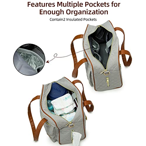 Rabjen Small Diaper Bag Tote, Mini Travel Multifunction Baby Bag with Insulated Pockets