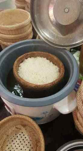 YANEE sticky rice cooker steamer bamboo basket with lid dumpling steam steaming food baskets cooker vegetable dumpling steam use with insert electric rice cooker pot size 6 inch