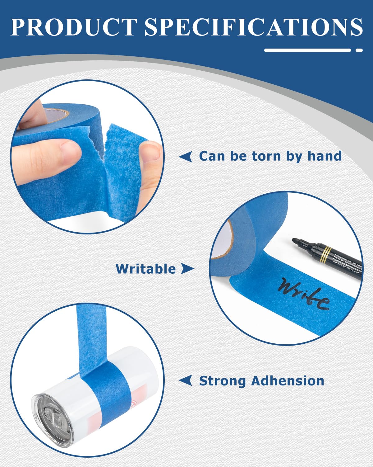WeLiu Painters Tape 6 Rolls (990 Ft) Masking Tape, Blue Painter’s Tape for Home Office School, DIY Crafts, Labeling, Edge Finishing, 2 Inches x 55 Yards