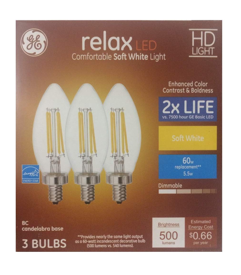 GE Relax 3-Pack 60 W Equivalent Dimmable Soft White B LED Light Fixture Light Bulbs