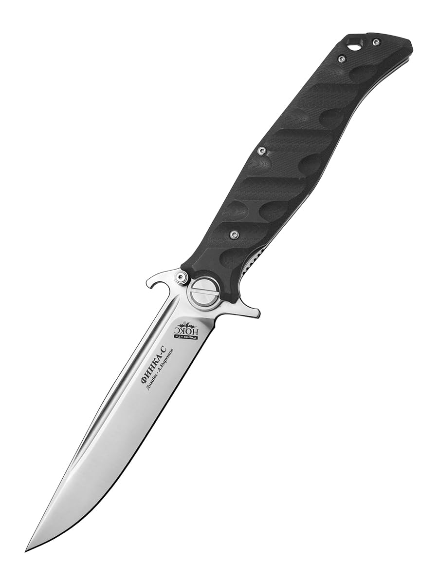НОКС HOKC Puukko-S | 342-100406 | Pocket Knife with Liner Lock and Lawks Safety System, G10 Handle, Thumb Stud, Finger Flipper, Durable D2 Stainless Tool Steel, Satin Finished Utility Knife