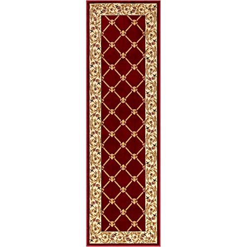 Well Woven Timeless Fleur De Lis Red Formal Area Rug 2'3" X 7'3" Runner