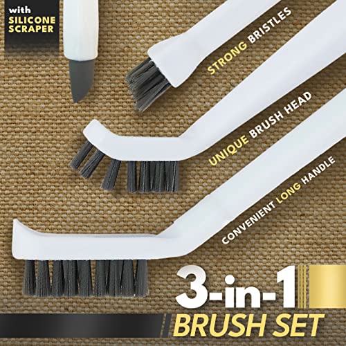 The Crown Choice Grout Cleaning Brushes Set (3 Pack) β Deep Cleaner Small Multi-Purpose Scrub Brush Set with Stiff Nylon Bristles to Clean Corners, Spaces, Tile, Shower, Window, Door Track, Floors