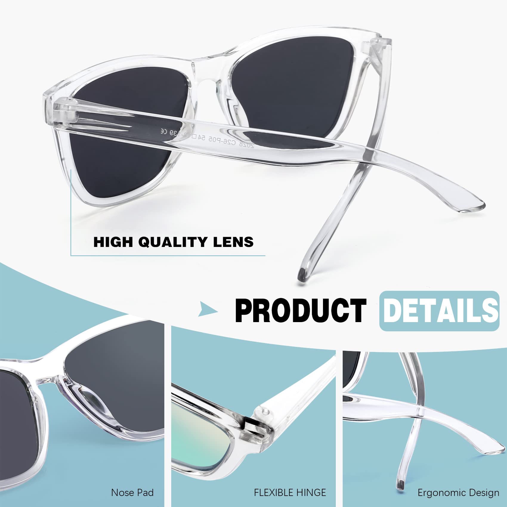 GEELUN VIYSIOO Sunglasses for Women Men, Polarized Womens Classic Trendy Square Retro Mirrored Sun glasses UV400 Protection1