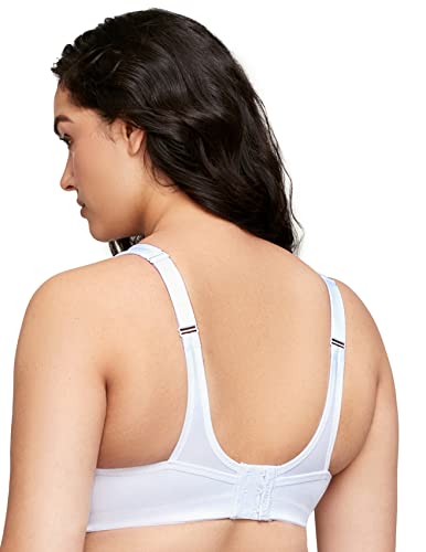 Full Figure Plus Size No-Bounce Camisole Sports Bra Wirefree #1066 White