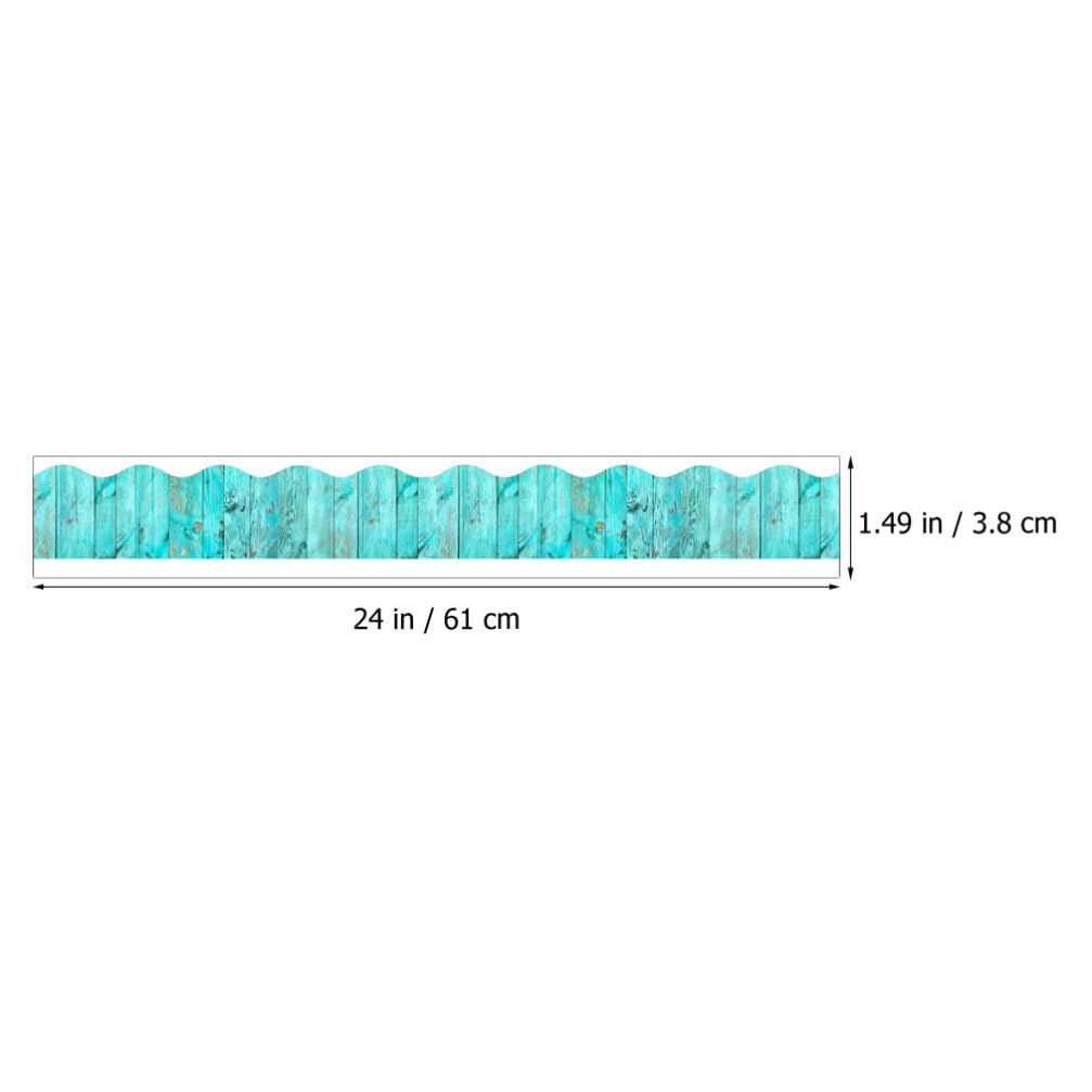 GANAZONO Magnetic Classroom Bulletin Board Border Wooden Pattern Wave Rolled Border Trim Scalloped Edge Border Trim Decoration for Edge Office 12pcs Sky-Blue