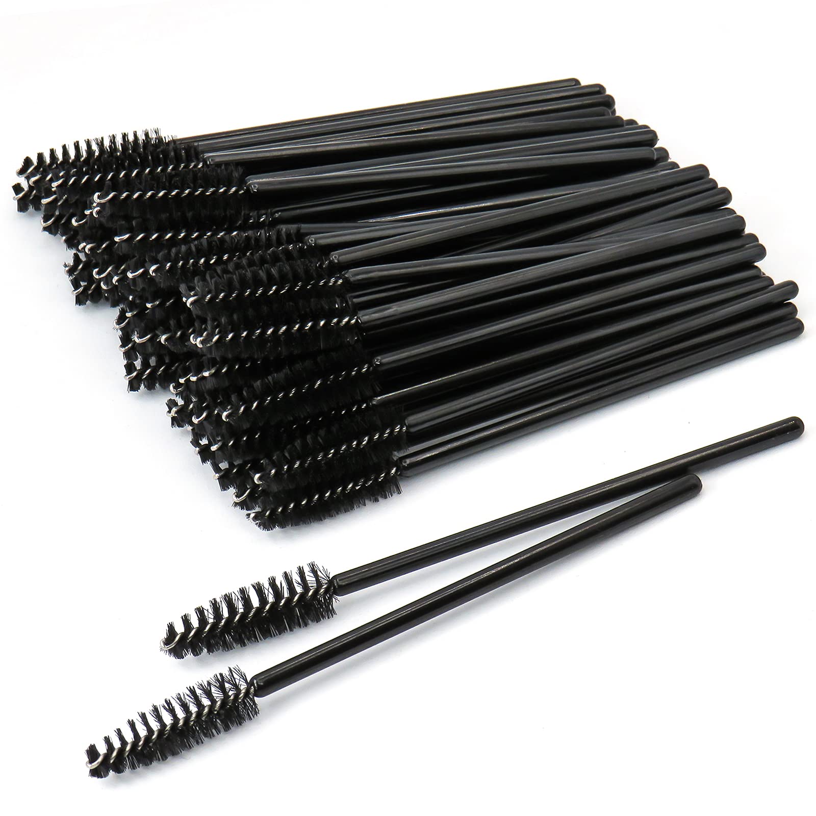 GreenLife 50 pcs Multicolor Disposable Eyelash Brush Mascara Wands Applicator (Black-Black)