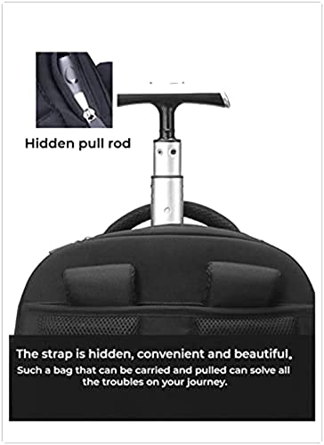 Wheeled Backpack Multifuctional Pull Rod Backpack 21 Inches with Waterproof Cover,Laptop Bag (Blue)