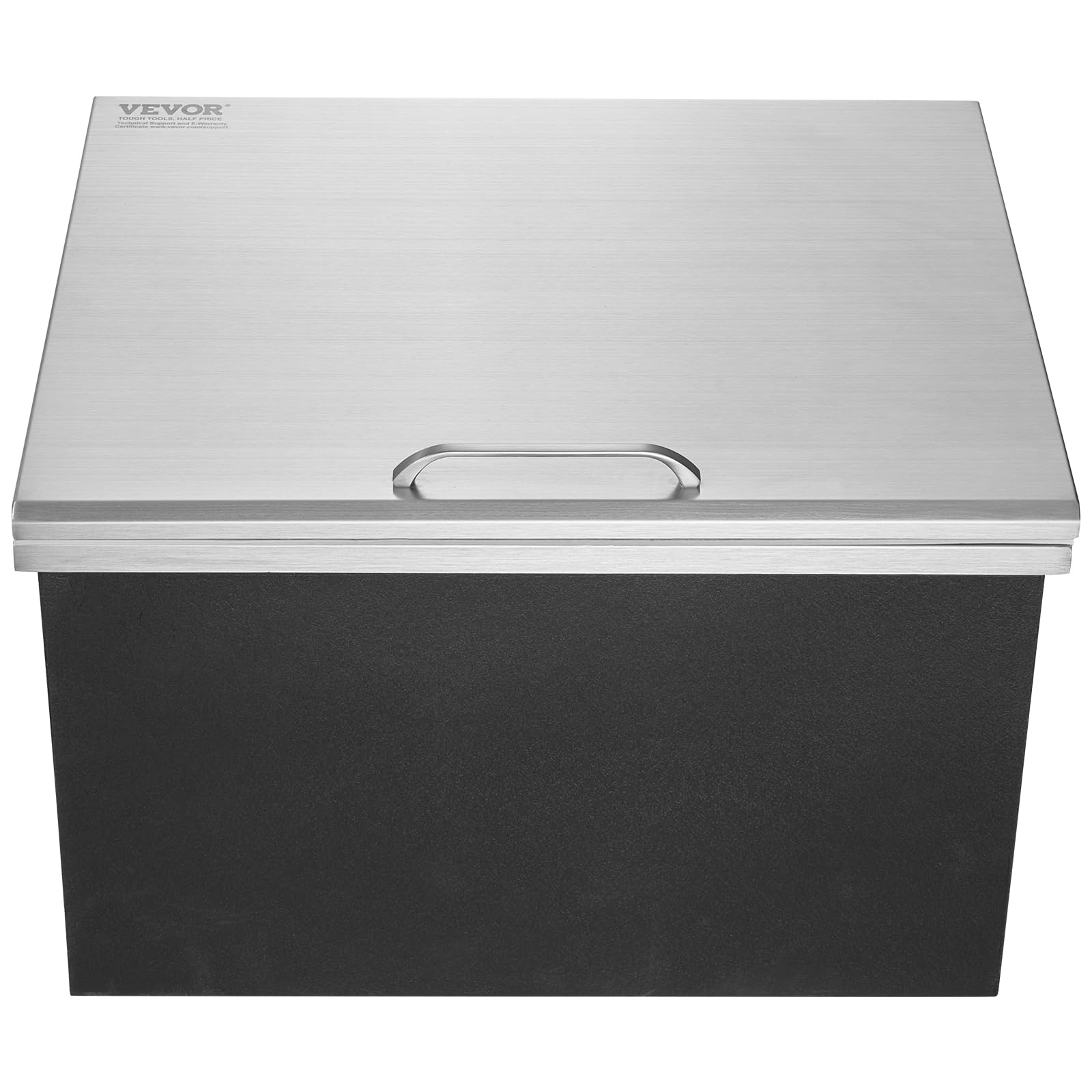 VEVOR Drop in Ice Chest, 28" L x 16" W x 17" H Stainless Steel Ice Cooler, Commercial Ice Bin with Hinged Cover, 40 qt Outdoor Kitchen Ice Bar, Drain-Pipe and Drain Plug Included, for Cold Wine Beer