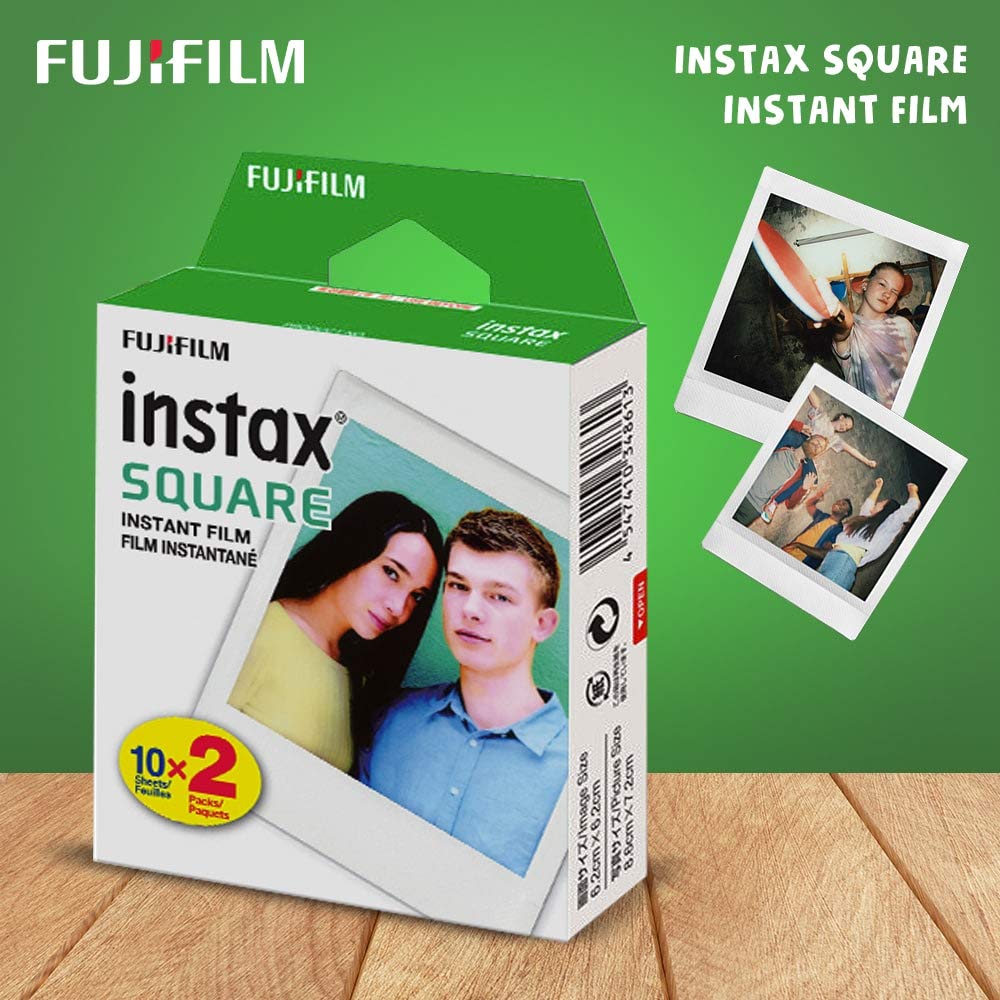 Fujifilm Instax SQ1 Instant Camera (Chalk White) w/Fujifilm Instax Square Instant Film (20 Exposures), Camera Strap, Plastic Frames & Cleaning Cloth