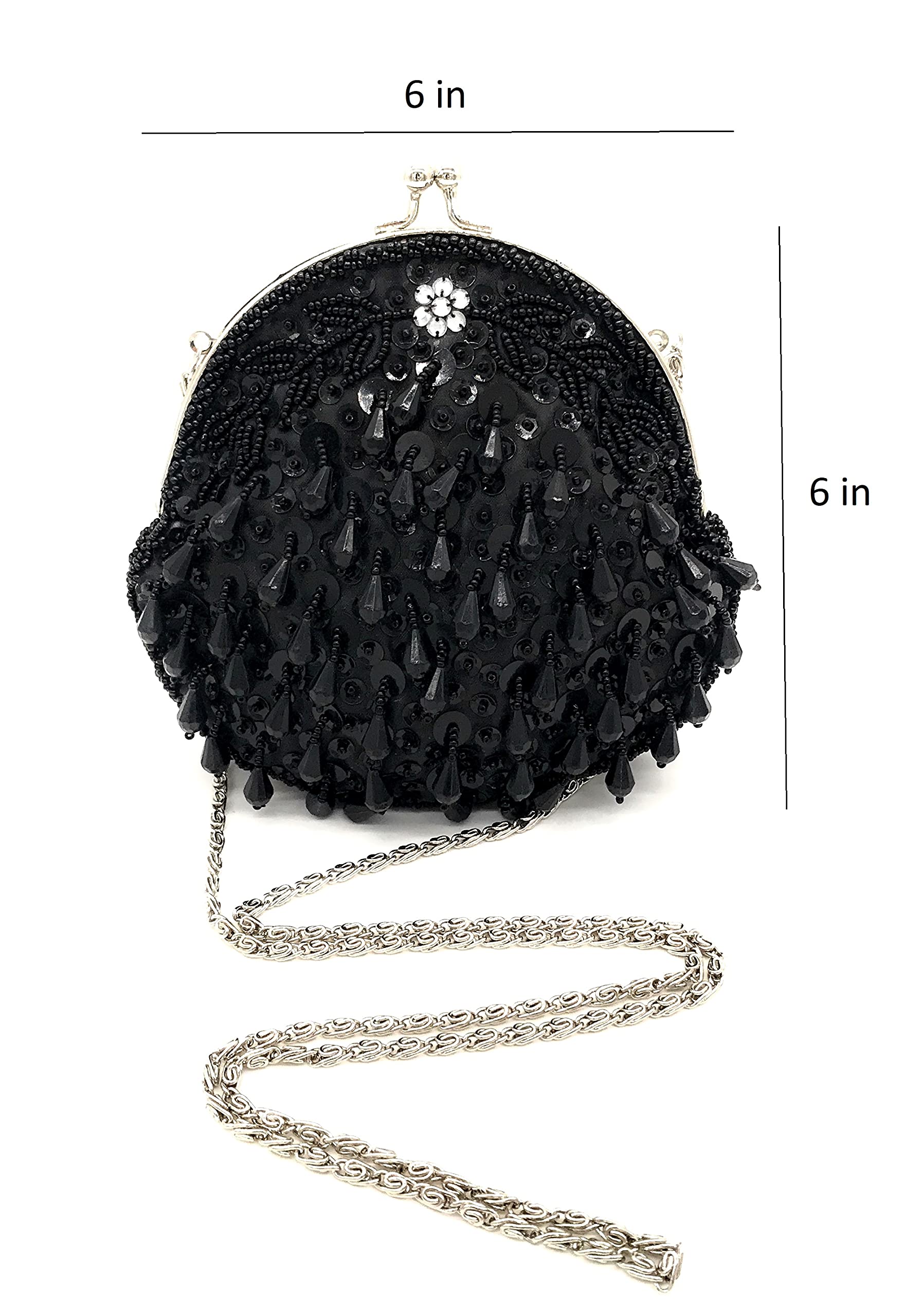 Frewahmesh Women clutch sequins evening purse bag for Cocktail Party Prom Wedding Banquet (Black)