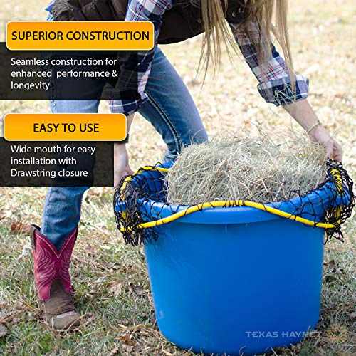 Texas Haynet - Small Hole Slow Feeder Hay Net - American Made Nylon Rope Haynet for Horses - Perfect for Trailering - Easily Holds 2 to 4 Flakes with 1.5โ Holes