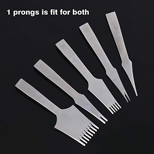 WUTA Sharp French Style Pricking Iron Leather Chisel All-Polished Punching Tool Kits,Obverse 3.85 mm 2 Teeth+8 Teeth