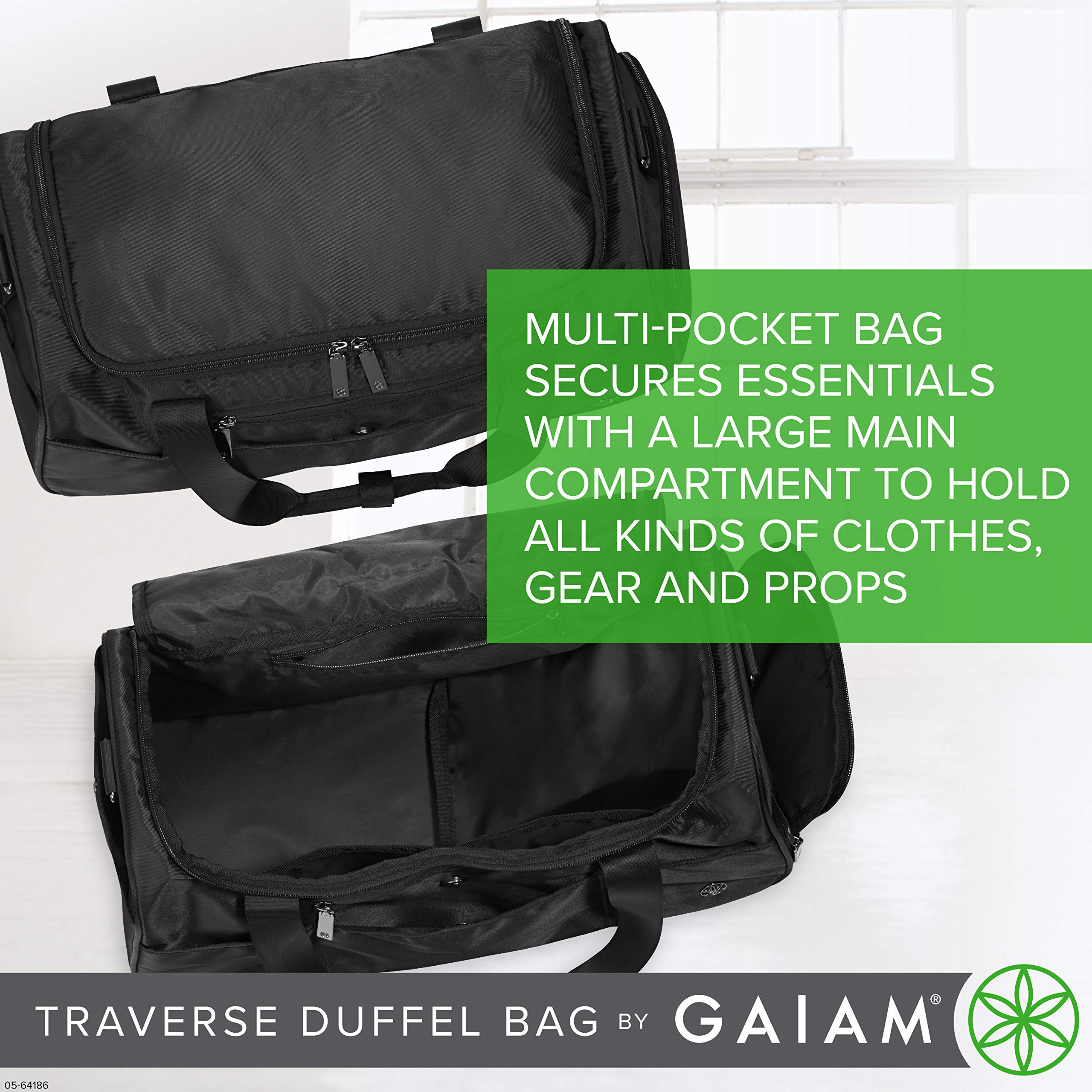 Gaiam Traverse Duffle Bag for Women - Gym, Overnight, Workout, Traveling Bag - Large Carry On Duffel Bag, Packable - Spend the Night Weekender Bags