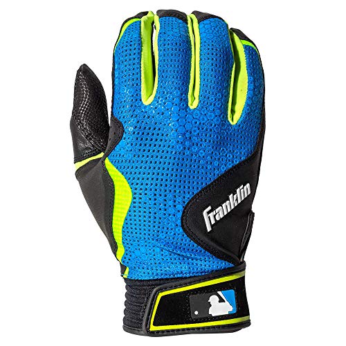 Franklin Sports MLB Freeflex Series Batting Gloves, Black/Electric Blue Adult Medium